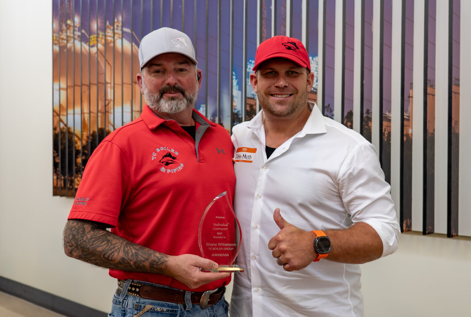 Shane Williamson Arkema Safety Award | TC Boiler Recognition